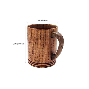HomeImpel Wooden Coffee Cups Tea Cups With Handle, 9.5oz, 280ml, Drinking Wood Mugs for Beer/Coffee/Milk/Water