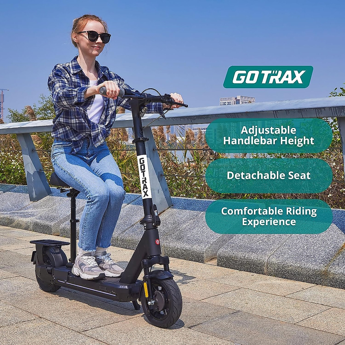 Gotrax Eclipse Ultra Saddle Electric Scooter, 20MPH, 28Miles, Adjustable Handlebar Height, Foldable, Detachable Seat, Cruise Control, Dual Suspension, LED Display, One-step Folding