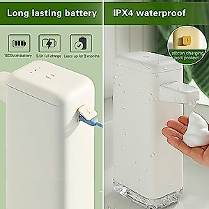 QANYI Automatic Foaming Soap Dispenser, USB Rechargeable Auto Sensor 3 Gear Foam Adjustable, 13.5oz/400ML PETG+ABS Wall Mount Soap Dispenser, Touchless Hand & Dish Soap Pump for Bathroom, Kitchen