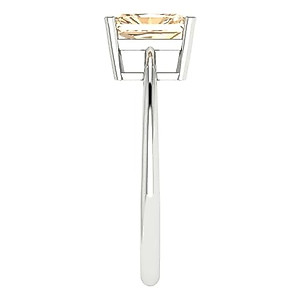 Clara Pucci 1.0 ct Radiant Cut Solitaire Genuine Natural Morganite Wedding Bridal Designer Anniversary Engagement Ring 14k White Gold