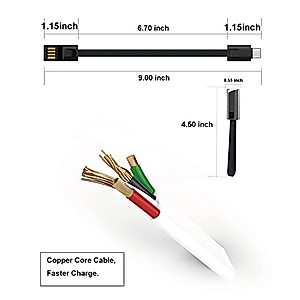 ApexOne USB C Charger Cable, Portable Keychain 0.75ft Short Type-C Charging & SYNC Nylon Braid Cord, Compatible with Samsung S9 S8 Note 9 8 LG V30 G6 Oneplus