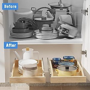 LOVMOR Pull Out Cabinet Organizer 13½”W x 21”D, Cabinet Pull Out Shelves with Soft Close, Pull Out Cabinet Shelf, Cabinet Drawers Slide Out for Kitchen Base Cabinet
