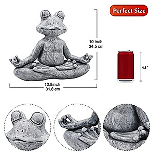 Goodeco 12.5" L×10" H Meditating Yoga Frog Statue - Gifts for Women/Mom, Zen Garden Frog Figurines for Home and Garden Decor, Frog Decorations Gift Ideas, Frog Gifts for Women