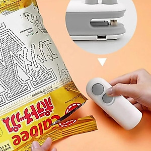 Mini Bag Sealer,Portable,Rechargeable Handheld Heat Vacuum Sealer,2 in 1 Sealer and Cutter, Portable Resealer Machine for Plastic Bags Food Storage Snacks Freshness，Magnetic attraction (White)