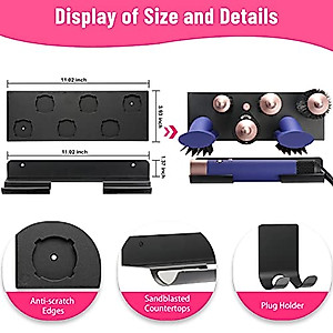 MyLifeUNIT Storage Holder for Dyson Airwrap Curling Iron New Complete, Metal Wall Mount for Dyson Air Wrap Accessories Organizer with Non-Slip Silicone Pad for Bathroom Bedroom Hair Salon Barbershop