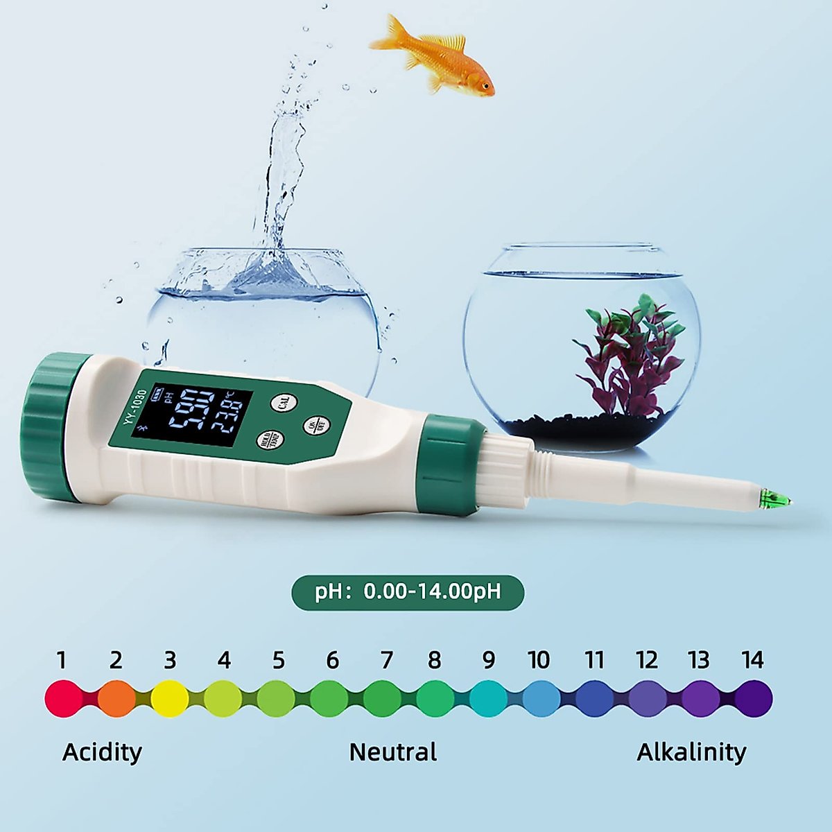 Focket 2 in 1 Smart Bluetooth PH Meter, APP Control Temp Meter, 0.01 Resolution High Accuracy PH Tester LCD Display Digital PH Meter for Drinking Water Hydroponics Aquarium