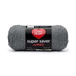 Red Heart Super Saver Jumbo Yarn-Grey, 1 Pack, Gray Heather 1446 Foot