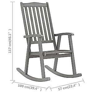 SLGSDMJ Outdoor Rocking Chair, Wooden Rustic High Back All Weather Rocker, for Indoor, Backyard & Patio Rocking Chair with Cushions Gray Solid Acacia Wood