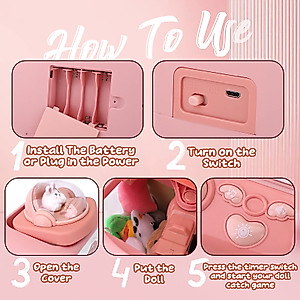 Syahro Mini Claw Machine with Music, Containing Plastic Toys, Gashapons, Dispenser & Plush Toys, Funny Game and Gift for Party, Mini Candy Vending Machine for Girls and Boys Ages 3-6, 4-8