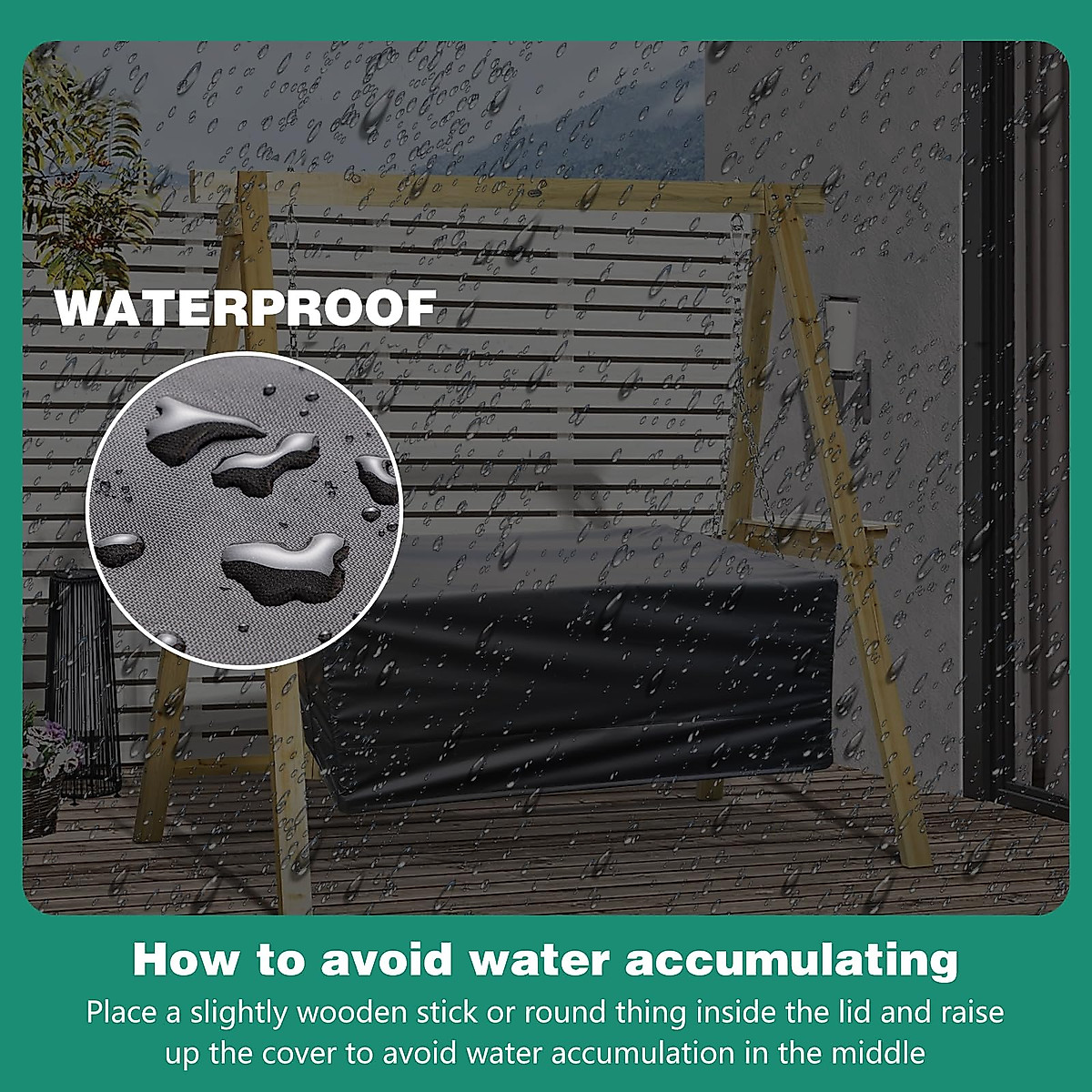 Porch Swing Cover Waterproof 56 inch Zipper not Easily Broken,Outdoor Swing Cover Hanging Swing Bench Cover Swing Covers for Outdoor Furniture(63x28x35Inch)