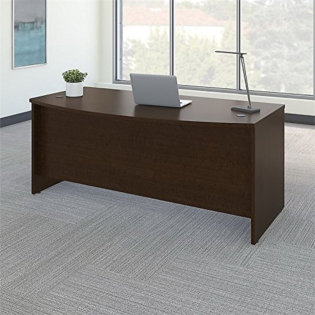 Bush Business Furniture Series C 72W x 36D Bow Front Desk in Mocha Cherry