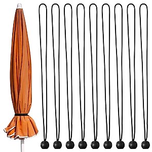 Woanger 12 Pcs Umbrella Strap for Parasol Patio Umbrella Bungee Strap with Ball for Multipurpose(Black)