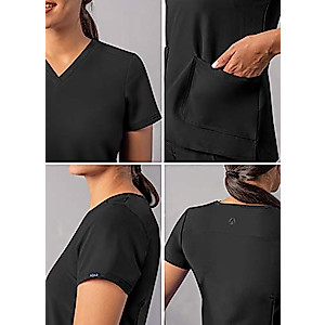Adar Addition Scrubs for Women - Modern V-Neck Scrub Top - A6008 - Black - M