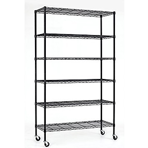 NSF Wire Shelf Metal 5 Shelf Wire Shelving Unit Garage Large Storage Shelves Heavy Duty Height Adjustable Utility Commercial Grade Steel Layer Shelf Rack Organizer for Kitchen Bathroom Bedroom,Black
