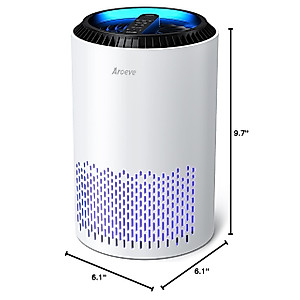 AROEVE Air Purifiers for Home, H13 HEPA Air Purifiers Air Cleaner For Smoke Pollen Dander Hair Smell Portable Air Purifier with Sleep Mode Speed Control For Bedroom Office Living Room, MK01- White