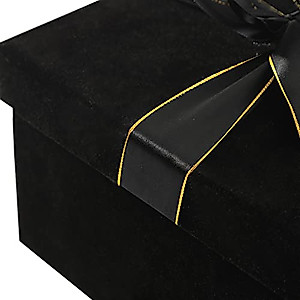 JOHOUSE 2PCS Square Gift Boxes, Black Luxurious Gift Boxes Velvet Square Gift Boxes with Lids for Mothers Day Valentines Day Weddings