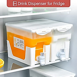 Plastic Drink Dispenser, 0.85 Gallon Beverage Dispenser With Spigot, Iced Juice Lemonade Dispenser, Milk Dispenser For Fridge Gallon, Small Water Dispensers, Liquid Laundry Detergent Dispenser