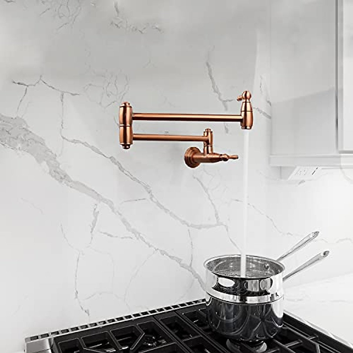 Copper Finish Wall-Mounted Pot Filler Faucet