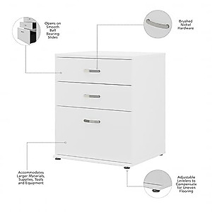 Bush Business Furniture Universal Laundry Room Storage Cabinet with Drawers, White