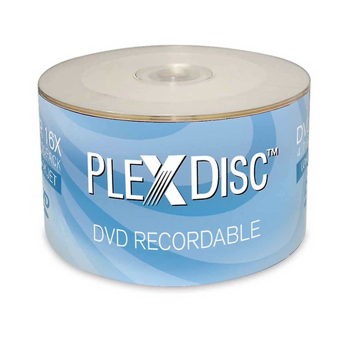 PlexDisc 632-210 16x 4.7GB White Inkjet Hub Printable DVD-R 50 Disc Spindle