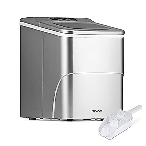 Newair 26 lbs. Countertop Ice Maker, Portable and Lightweight, Intuitive Control, Large or Small Ice Size, Easy to Clean BPA-Free Parts, Perfect for Cocktails, Scotch, Soda and More