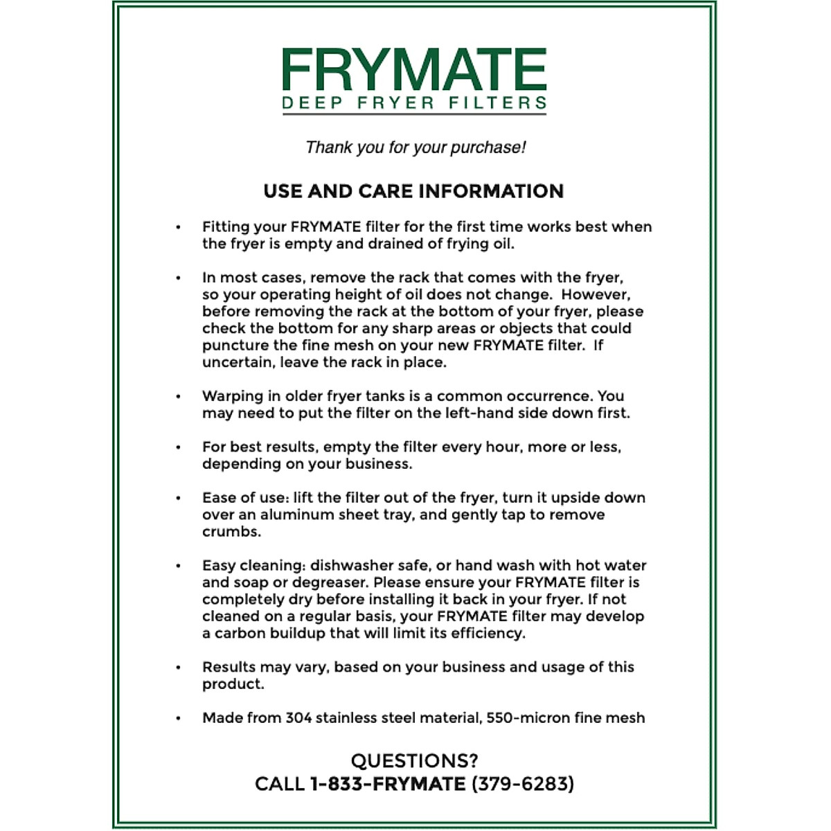 Frymate Commercial Deep Fryer Filter SG14 14“ x 13.5“, Stainless Steel Mesh Skimmer Fryer Strainer, Increase Fryer Oil Lifespan up to 40%