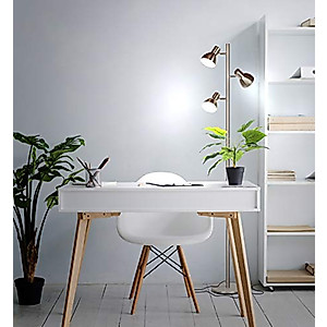 Brightech Ethan Floor Lamp, Dimmable Standing Lamp for Bedroom Reading, Great Living Room Décor, Modern LED Lamp for Living Rooms, Tall Tree Lamp for Offices - Nickel