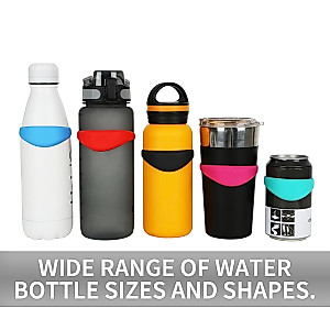 OHMY FIT Neo Magnetic Silicone Ring Strap for Water Bottle - Water Tumbler Strap Versatile Sports Bottle Ring - Water Bottle Carrier Strap for Gym, Backpack, Belt, Hiking, Outdoors & More (Teal)