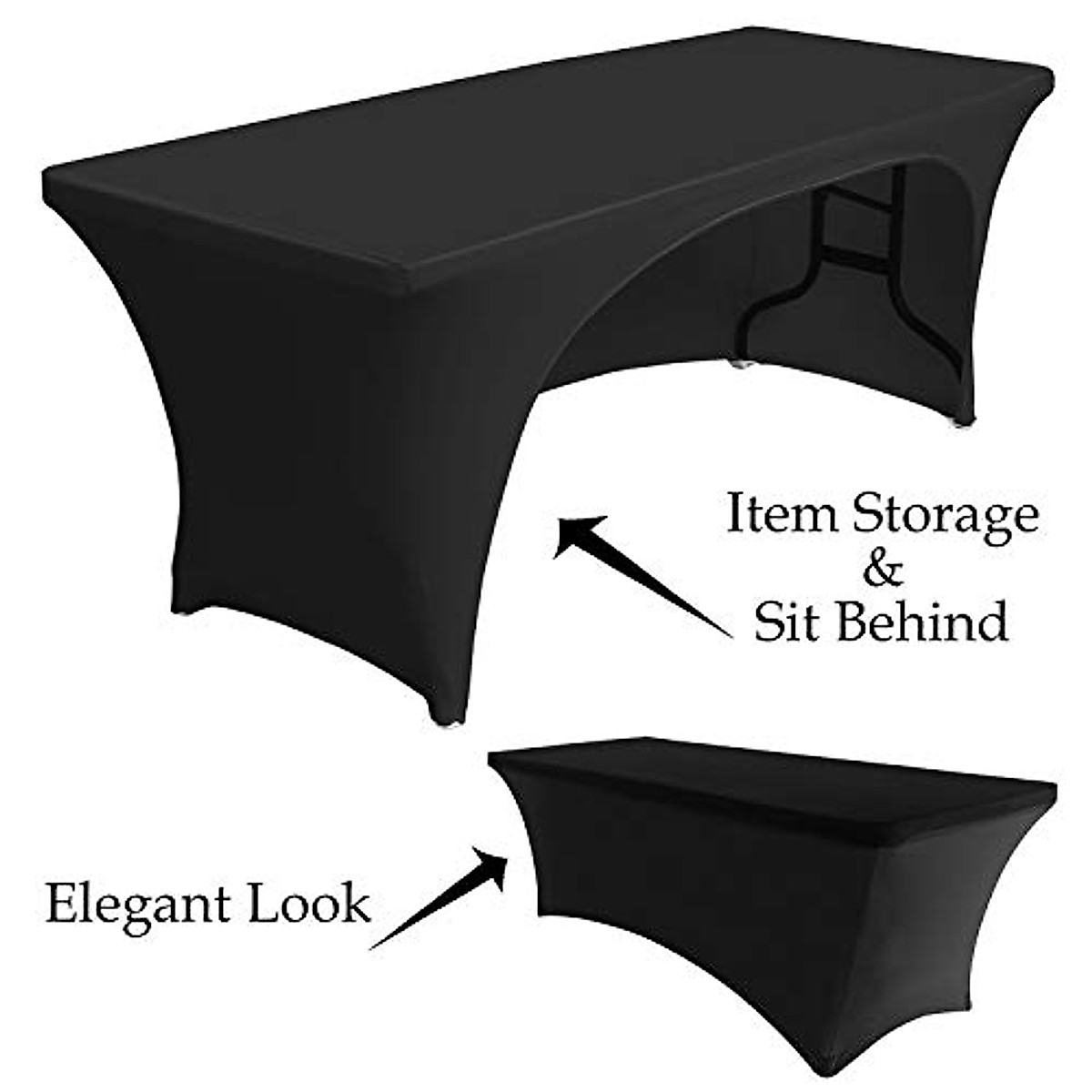 ABCCANOPY Spandex Open Back Table Cover 6 ft. Fitted Polyester Tablecloth Stretch Spandex Tablecover Table Toppers 30+ Colors