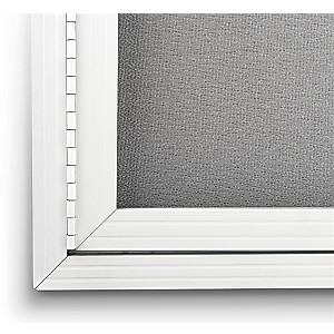 Displays2go 4' x 3' Enclosed Message Board, Sliding Doors, Locking, Gray Fabric - White (FBSW43WHLG)