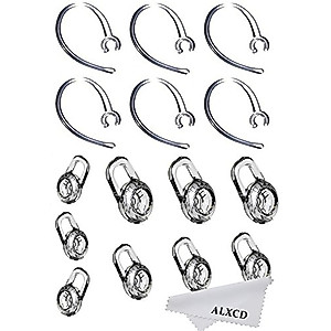 ALXCD Earbud Gel & Ear Hook for Plantronics, 9 Pcs (Small/Medium/Large) Clear Replacement Eargel & 6 Pcs Clear Ear Hook, Fit for Plantronics M155 M165 M1100 M100 M55 M28 M25 Voyager Edge (6+9)