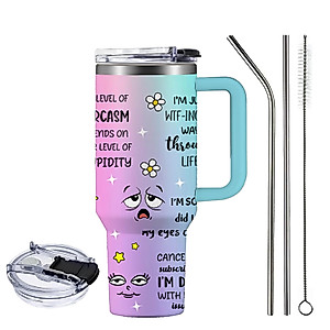 NIAXAUYT Sarcastic Gifts for Women Men, Sarcastic Insulated Tumbler 40oz, Funny Gifts for Humor Cup, Birthday Gifts for Women Coworker Boss Friends Work Bestie Office Coffee Mug