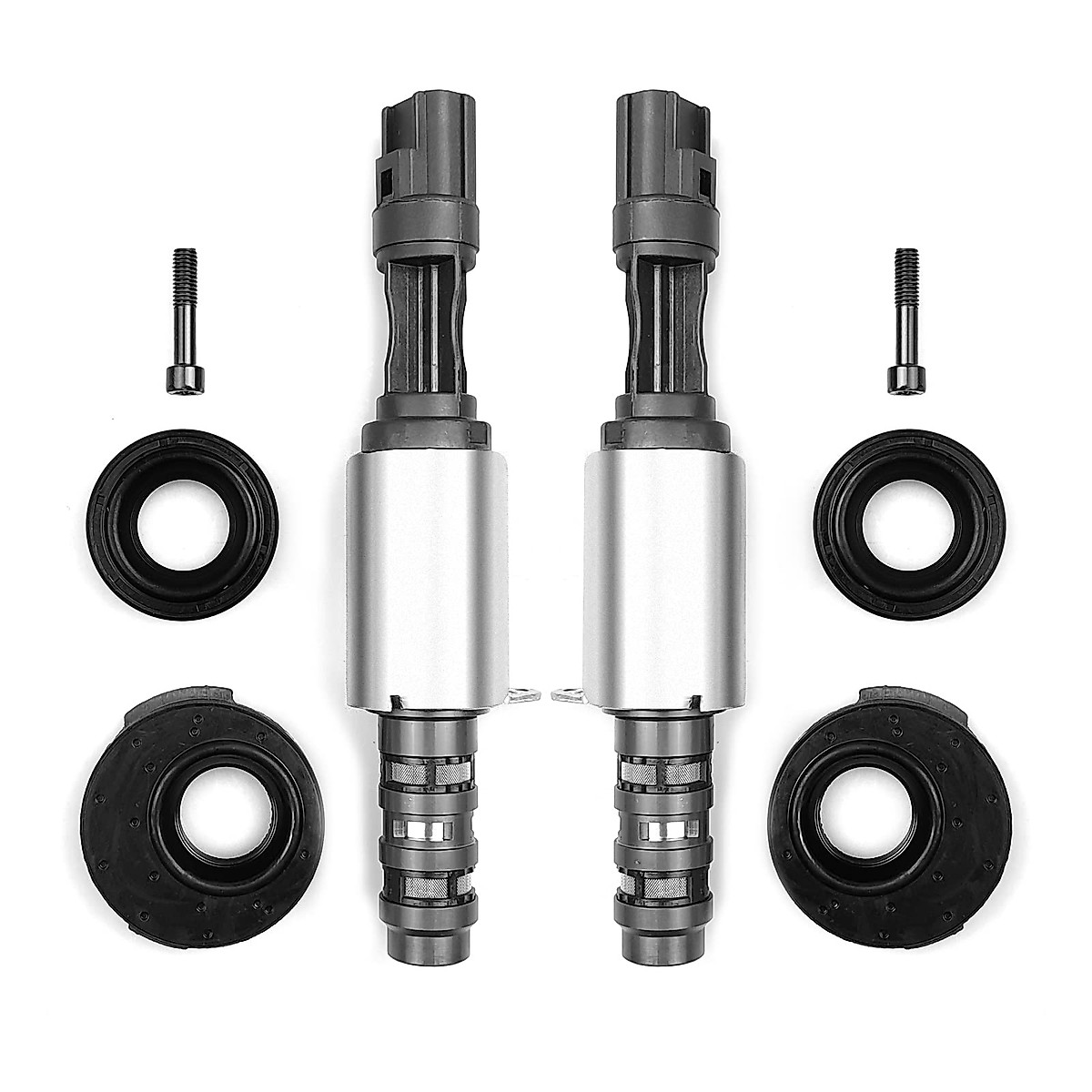 Dade 2 Set VCT Camshaft Timing Control Solenoid Valve Set Compatible with Ford 3V 5.4L 4.6L F150 F250 F350 LINCOLN MERCURY (6 PCS) 2 Solenoids + 2 Seals + 2 Screws