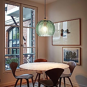 HDXZTQ Modern Pendant Light Kitchen Island 9.8in Glass Pendant Light Kitchen Pendant Lights Single Pendant Lights Pumpkin Design Small Pendant Light Adjustable， Green Pendant Light Fixture