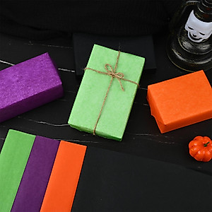 100 Sheets 20 * 14 Inches Halloween Tissue Paper for Gift Wrapping, Green Black Orange Purple Tissue Paper for Gift Bags for Birthday Fall Halloween Thanksgiving Day DIY Craft