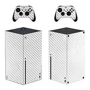 Adventure Games - Carbon Fiber, Ultra White - Vinyl Console Skin Decal Sticker + 2 Controller Skins Set - Compatible with Xbox SERIES X