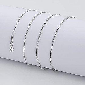 Gacimy Sterling Silver Chain Necklace for Women, 0.8mm Thin 925 Sterling Silver Box Chain for Women Girls, 20" Length