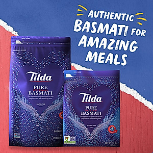 Tilda Pure Basmati Rice, Premium Aromatic and Authentic Rice, Large Resealable Bag, 10-Pound Bag,White