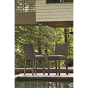 Signature Design by Ashley Paradise Trail Outdoor 27.5" Wicker Patio Barstool, 2 Count, Brown