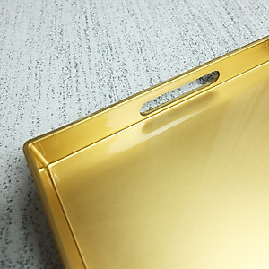 Spsyrine Gold Decorative Tray, Elegant Plastic ServingTray with Handles, Coffee Table Tray for Ottoman, Living Room, Home Decor 15.6" X 10.2"