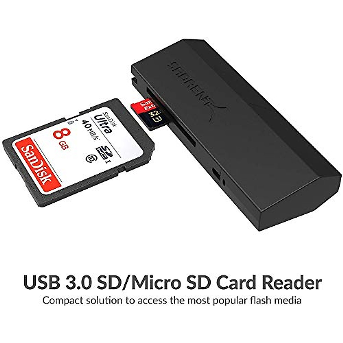 SABRENT SuperSpeed 2 Slot USB 3.0 Flash Memory Card Reader for Windows, Mac, Linux, and Certain Android Systems Supports SD, SDHC, SDXC, MMC/MicroSD, T Flash [Black] (CR-UMSS)