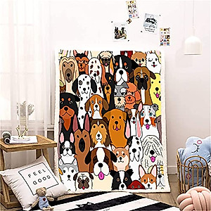 LINGXUQK Cute Dog Blanket Pink Flowers Fleece Blanket Lightweight Fluffy Sherpa Throw Blankets Funny Pet Dog Blanket for All Season in Home Gifts for Animal Lovers