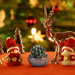 BESTonZON Home Decor 4Pcs Pots, 2.4 inch Porcelain Flower Pots, Round Ceramic Planters with Drainage Hole, Glazed Ceramic Bonsai Pots, Flower Container Pots Garden Decorative（Red） Vintage Decor