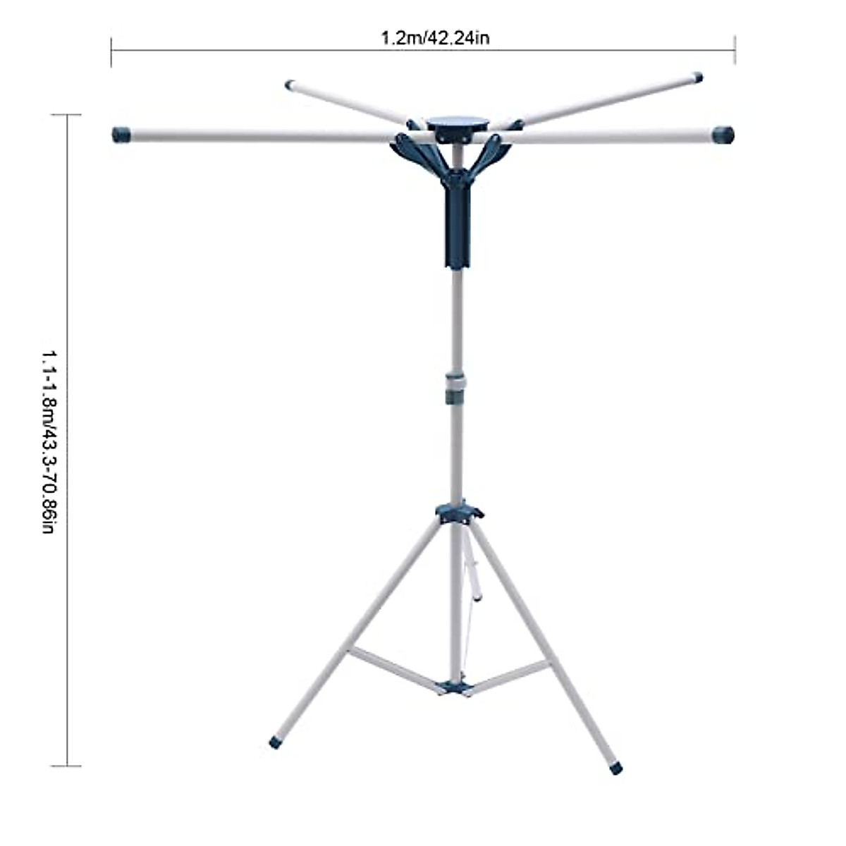 LOHISHILO 2in1 Foldable Clothes Stand Hanger, Drying Rack Adjustable Height Coat, for College Dorms, Camping, Apartments, Hotels, Laundry Rooms, Boutiques, Studios, Blue