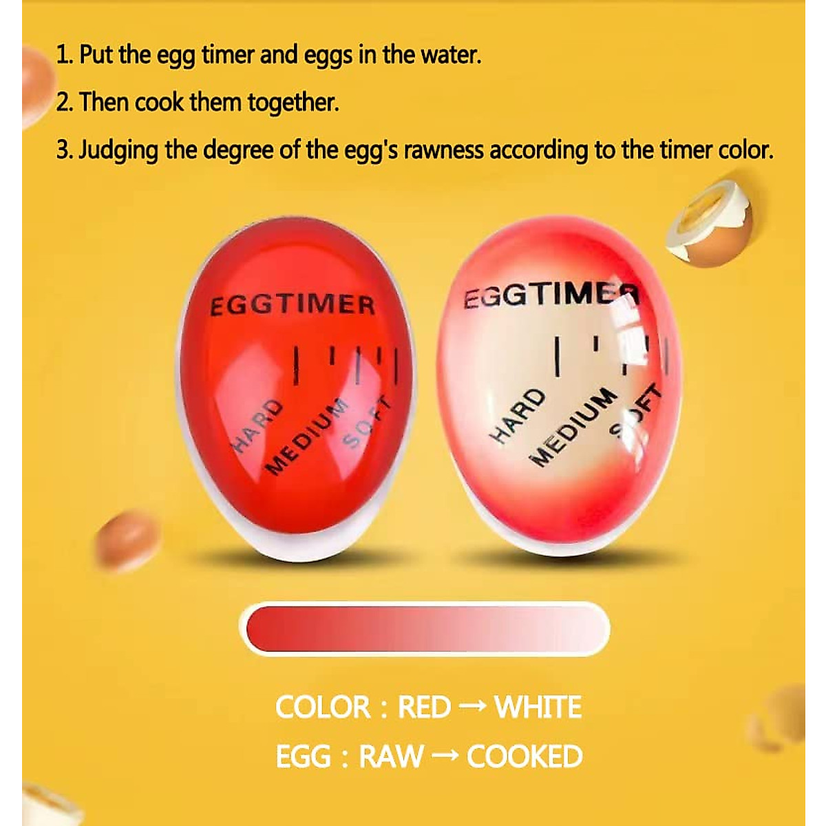 Egg Timer Egg Perfect, Boiling Eggs Soft Hard Boiled Egg Timer, Kitchen Timers That Changing Color Based On Egg Doneness | Kitchen Gadge - Classic Red