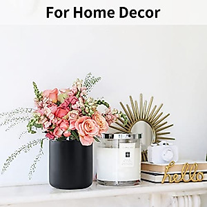 LATCHHOOK Black Ceramic Utensil Holder for Kitchen Counter, Countertop Matte Kitchen Utensil Holder Easy to Clean, Small Cooking Utensils Holder Organizer Crock for Farmhouse Décor 4.5×6.3 INCH