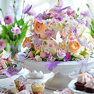 144 Pieces 3D Butterfly Wall Stickers Decor Butterfly Decals DIY Decorative Wall Art Cutouts Crafts Removable for Room Wedding Flower Party Decorations, 3 Styles (White, Light Purple, Dark Purple)