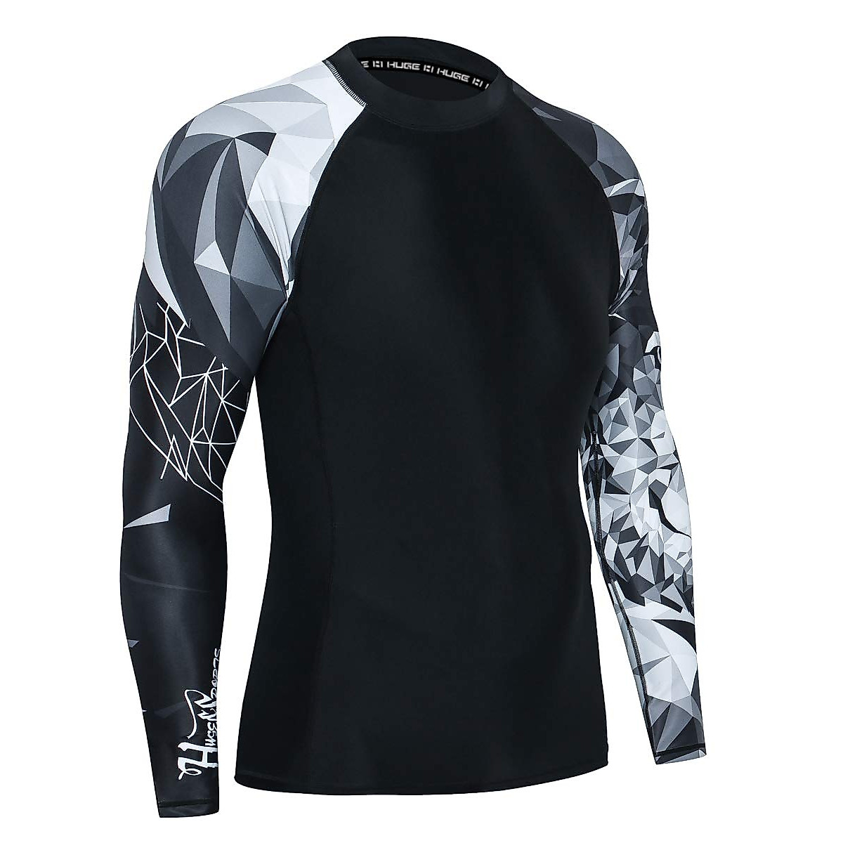 ADOREISM Quick-Dry Men's Long Sleeve Rash Guard UPF 50+ Compression Swim Shirt (Wolf, XL)