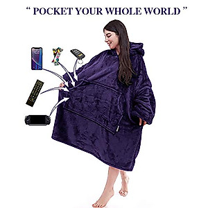Miss Mila Wearable Blanket Hoodie,Extra Long & Warm Suggies for Women Men Adult,Pullover Hoodie Blanket with Sleeves and Giant Pocket,Medium Purple