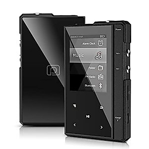 96GB MP3 Player with Bluetooth 5.0, Phinistec Z6 Music Audio Player with Speaker, Metal Body & Glass Back, FM Radio, Voice Recorder, E-Book, Support Micro SD Card up to 256GB